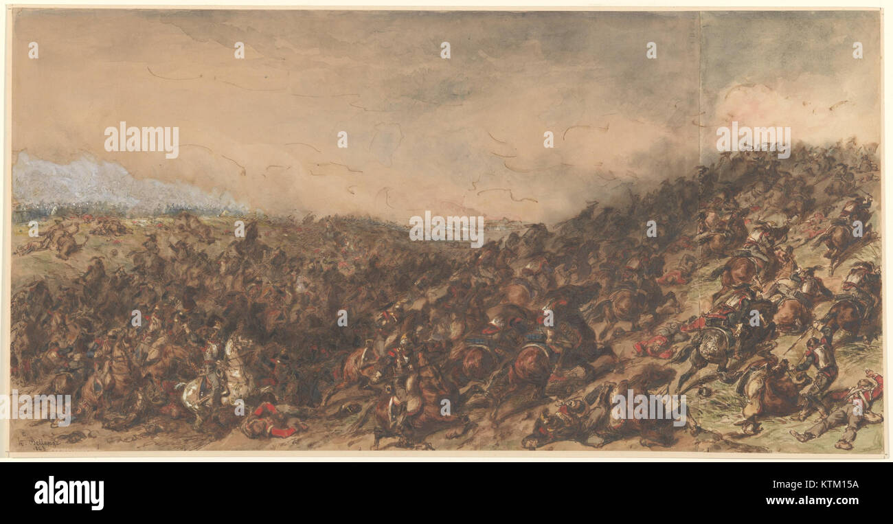 This artwork depicts the famous Battle of Waterloo, a decisive moment ...