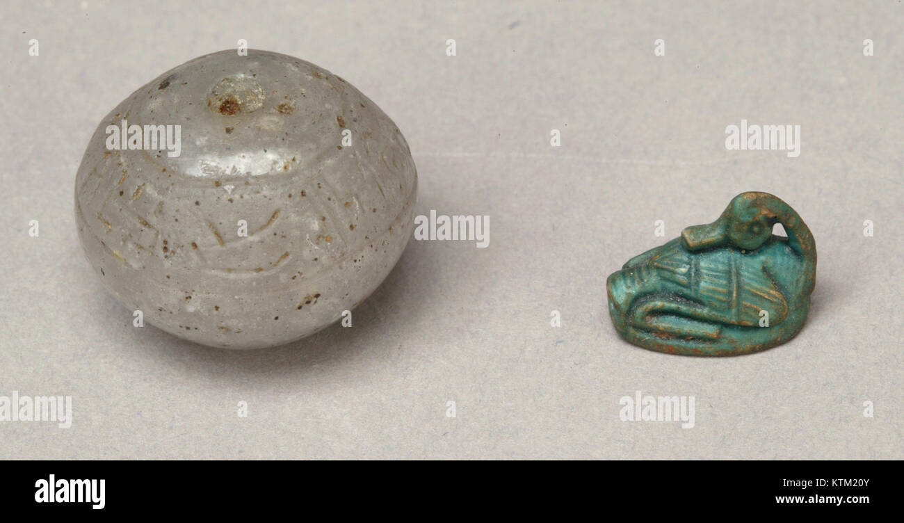 This ancient Egyptian ball bead features the names of Queen Hatshepsut and her overseer of works ...