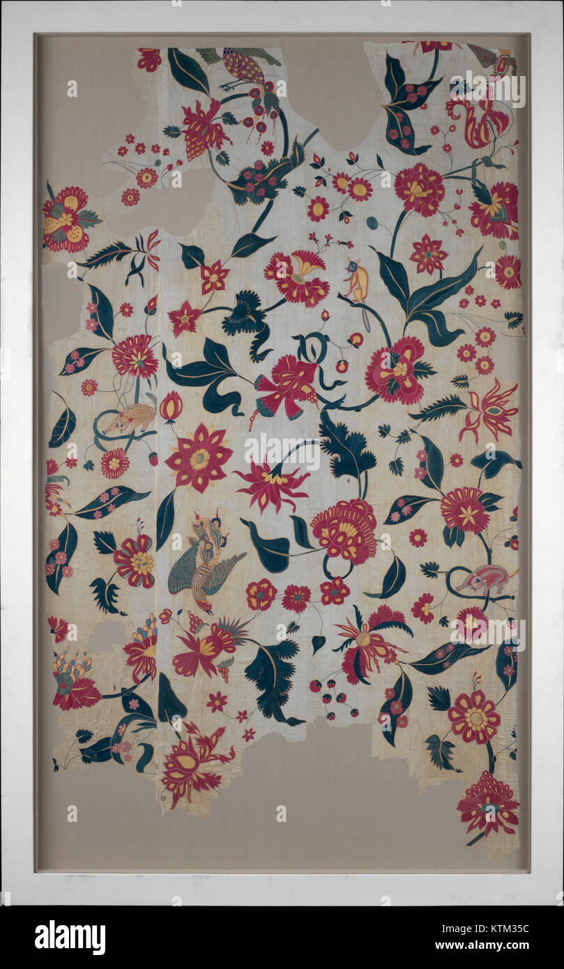This textile, identified as MET DP230059, serves as either a bed cover ...