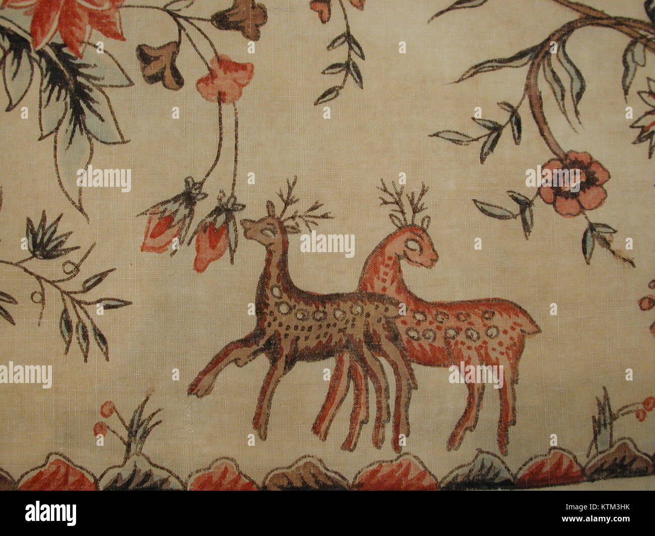 A 19th-century bed cover, known as a Palampore, displayed at the ...