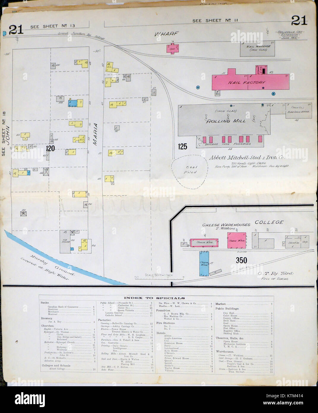 A historical fire insurance map of Belleville, showing property details ...