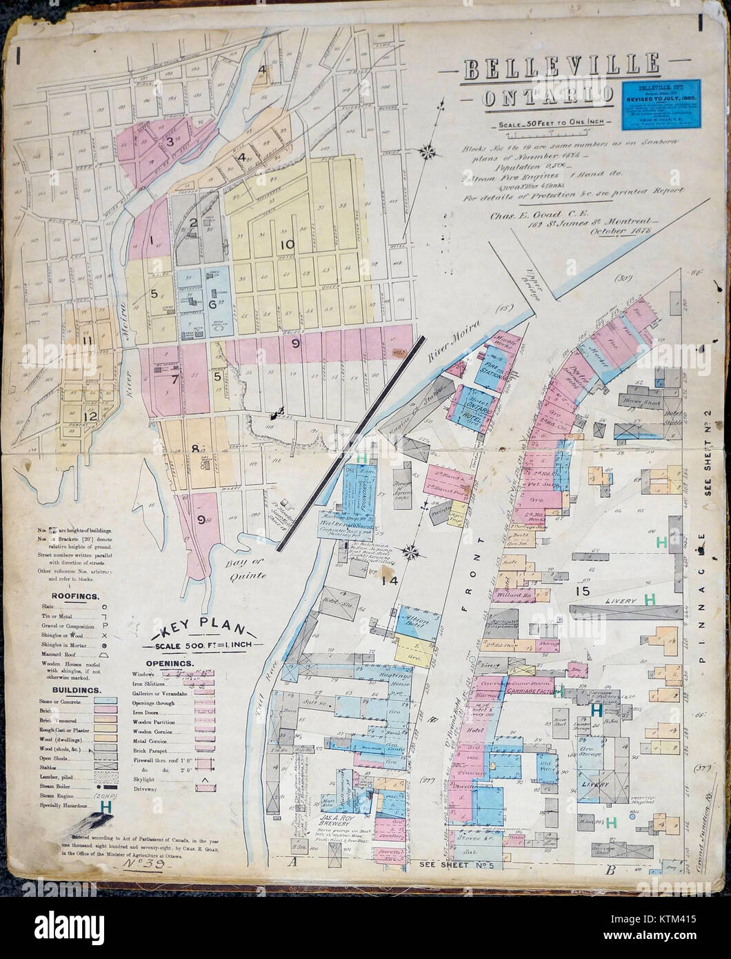 This 1878 fire insurance map of Belleville provides a detailed layout ...