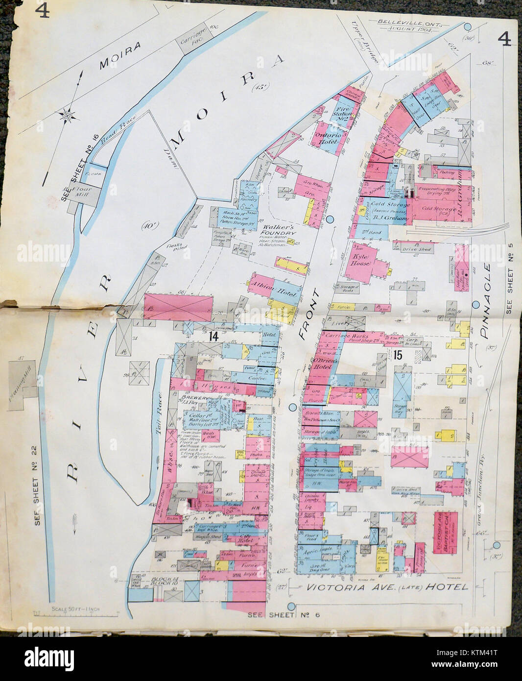 A historical fire insurance map from 1904-1908 detailing properties and ...