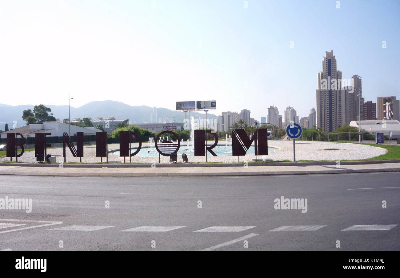 The 'Rotonda de Bienvenida' in Benidorm, Spain, is a prominent ...
