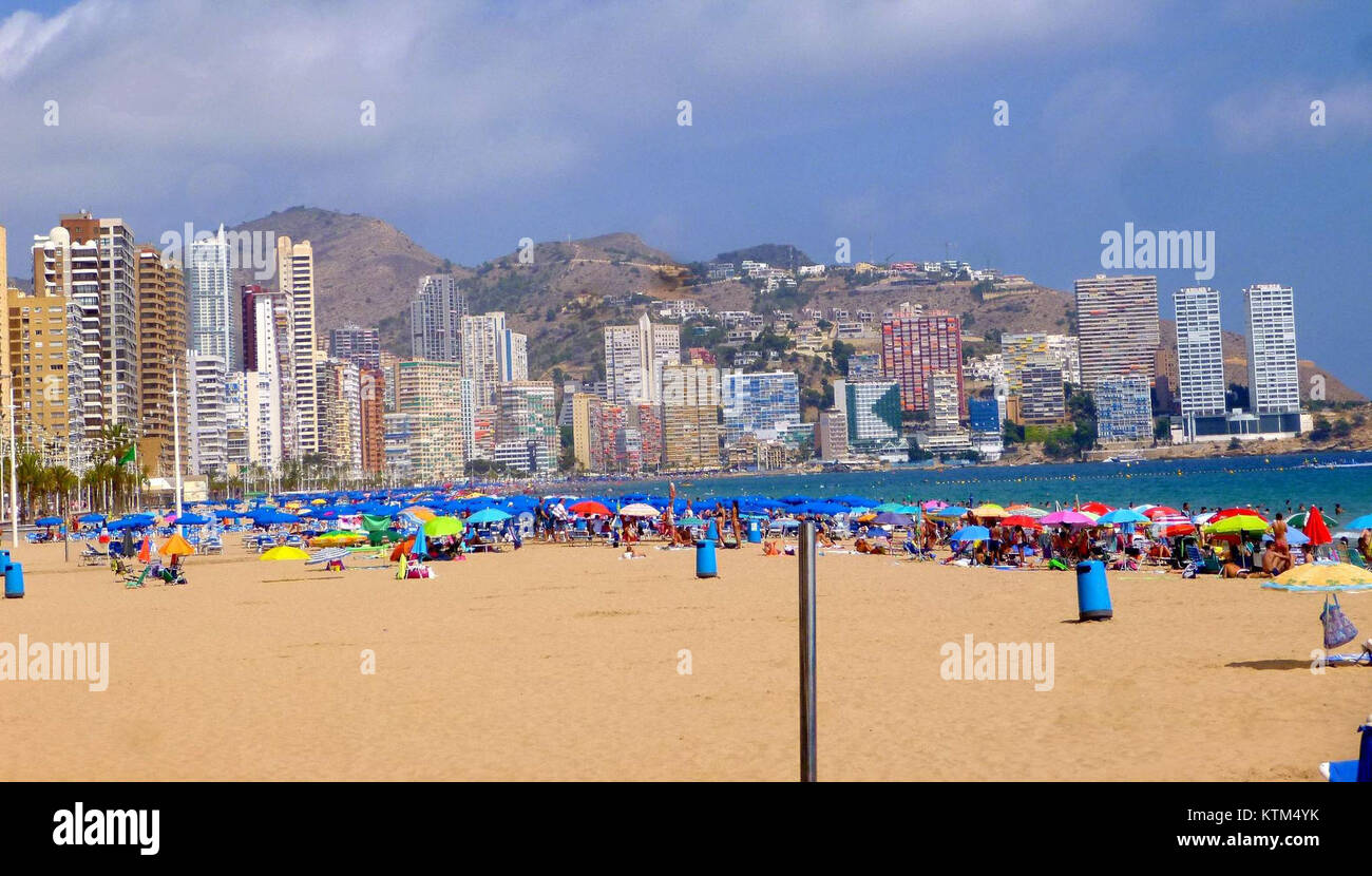 A photograph of Playa de Levante in Benidorm, Spain, showcasing the ...