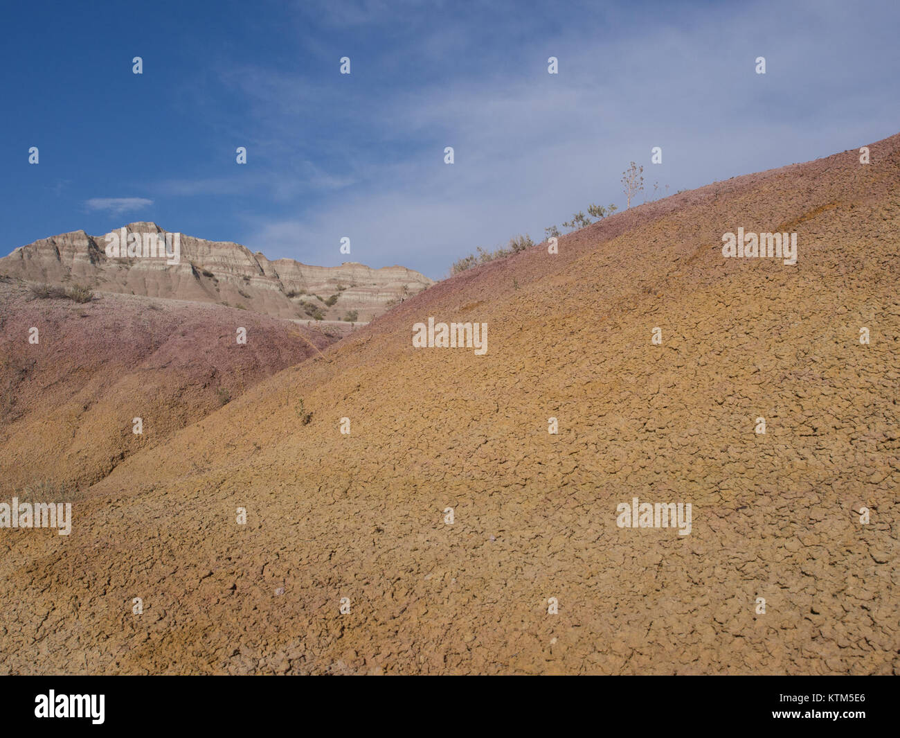 The Yellow Mounds in Badlands National Park, South Dakota, are ...