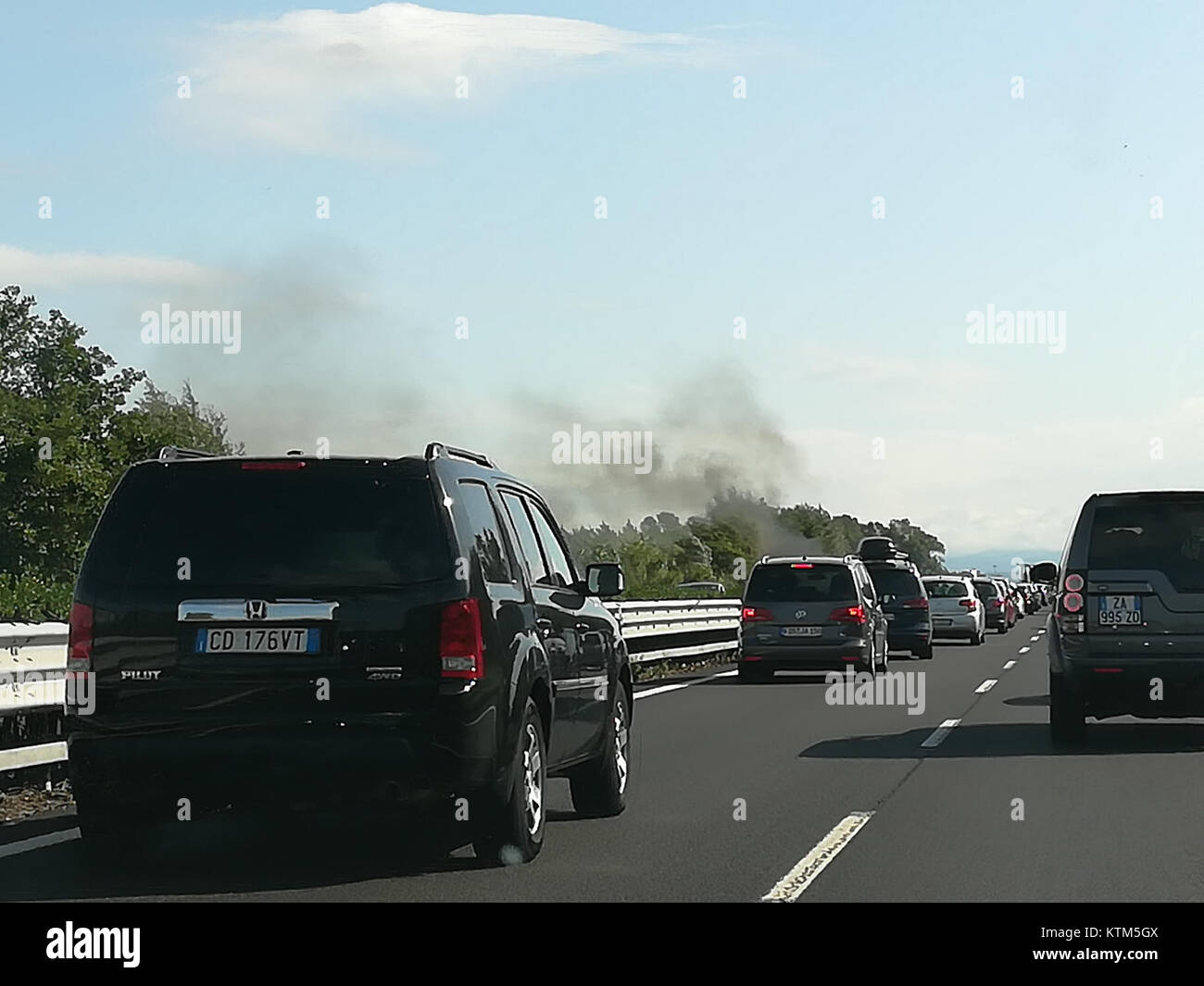 This image captures a car fire on the A4 highway in 2017. The incident ...
