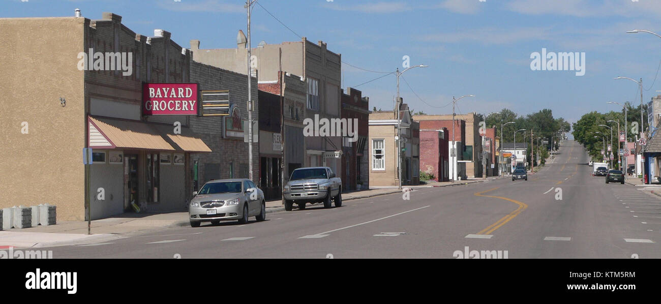 This photograph captures the west side of Main Street in Bayard ...