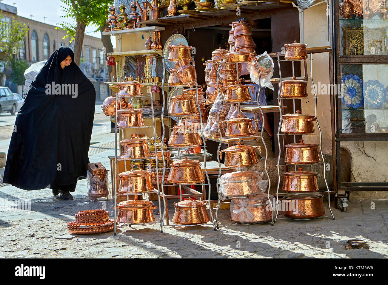 Yazd, Iran - April 22, 2017: Muslim woman dressed in a black Islamic ...