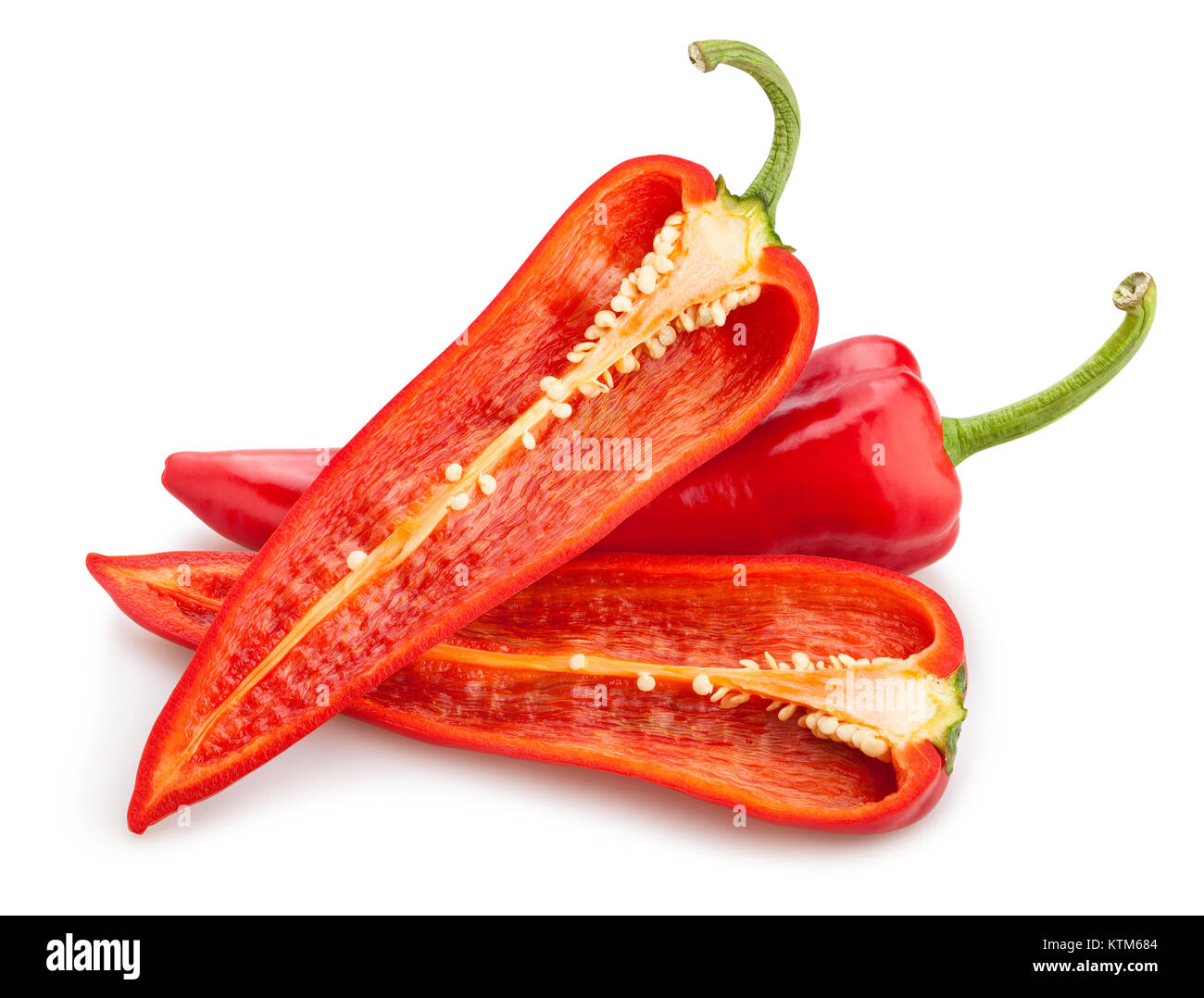 sliced long sweet peppers path isolated Stock Photo - Alamy