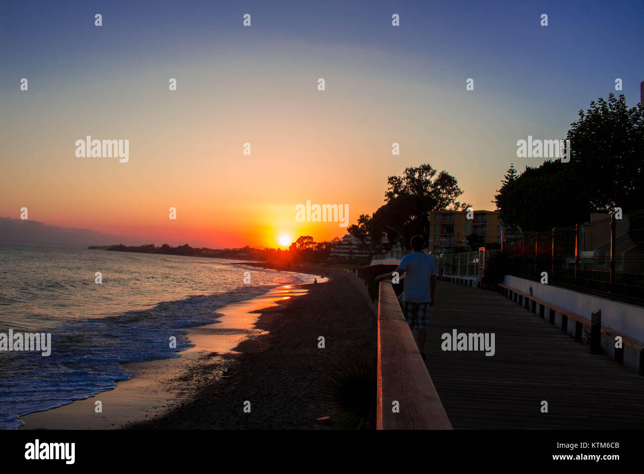 Beach. Summer sunset beach. Costa del Sol, Andalusia, Spain. Picture ...