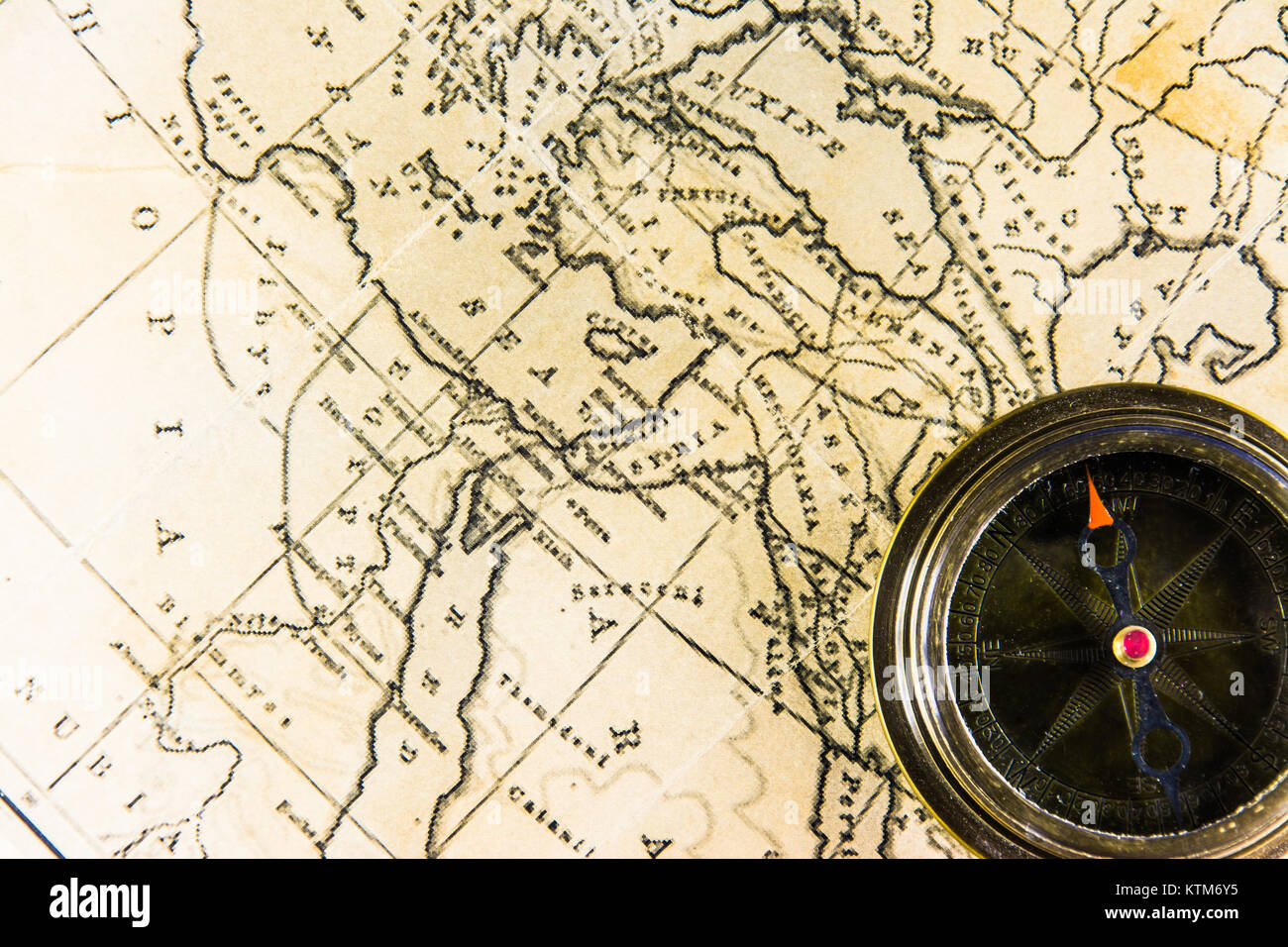 old map with compass Stock Photo - Alamy
