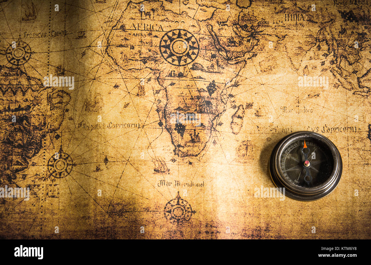 old map with compass Stock Photo - Alamy