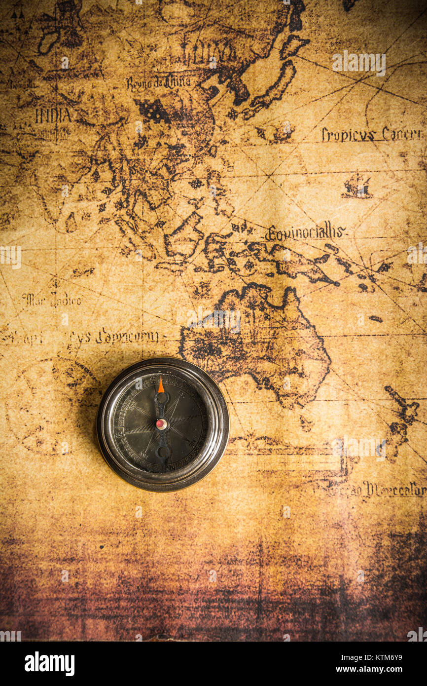 old map with compass Stock Photo - Alamy