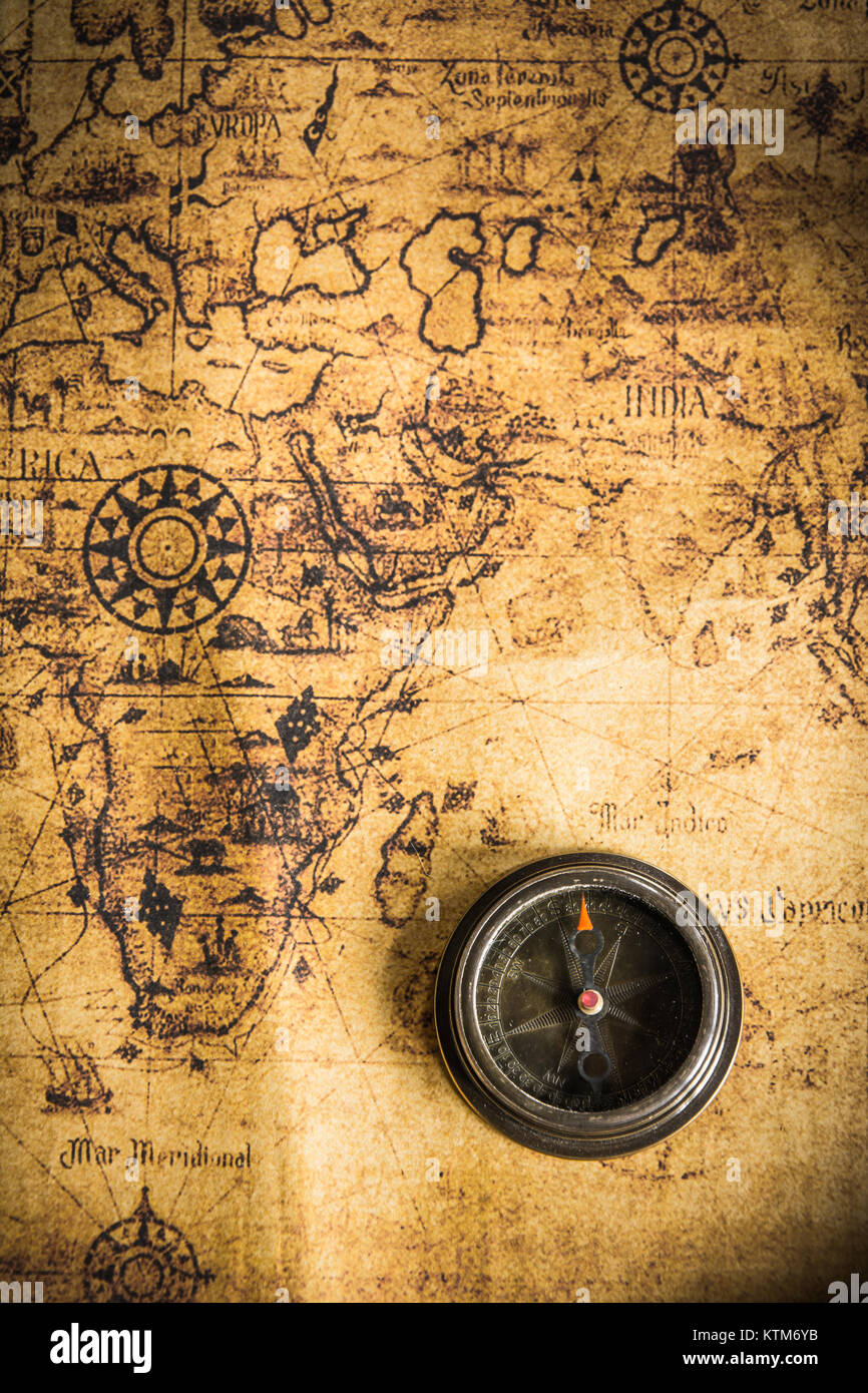 old map with compass Stock Photo - Alamy