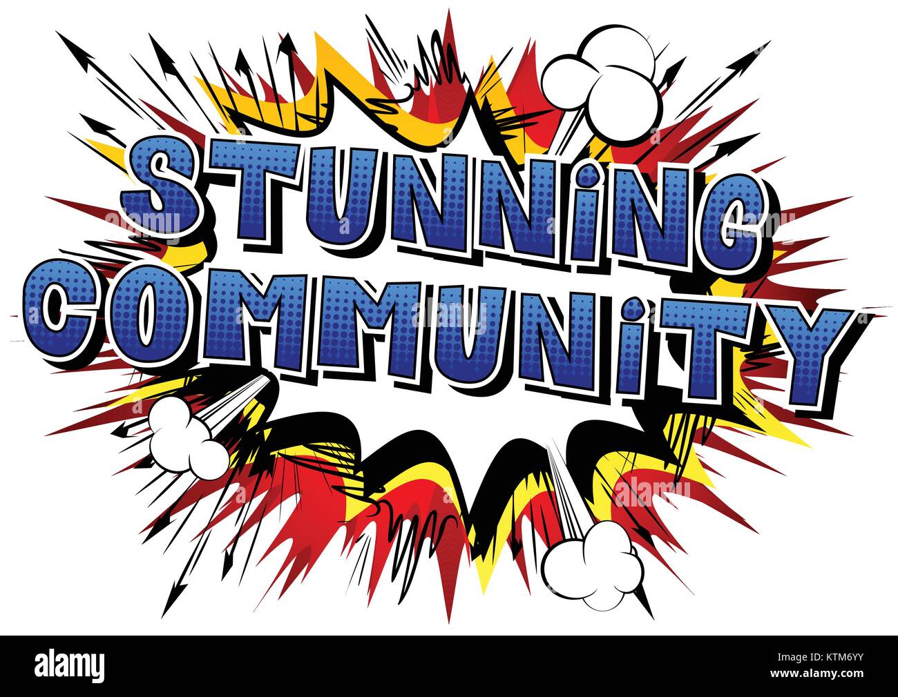 Stunning Community - Comic book style word on abstract background Stock ...