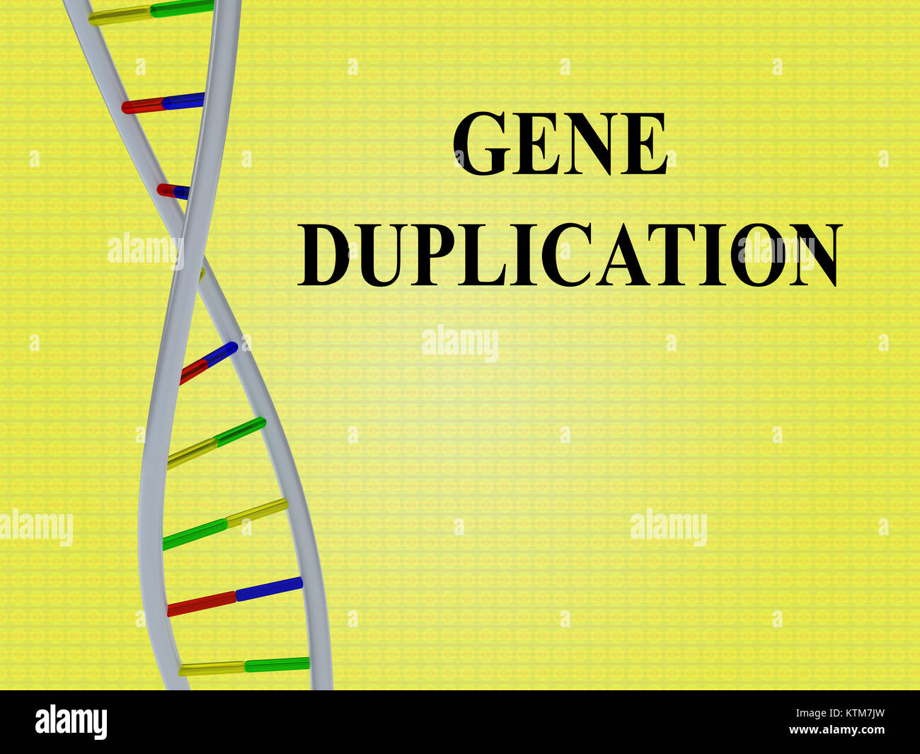 3D illustration of GENE DUPLICATION script with DNA double helix ...