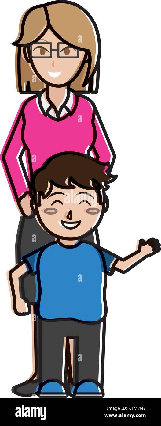 Boy and mother cartoon design Stock Vector Image & Art - Alamy