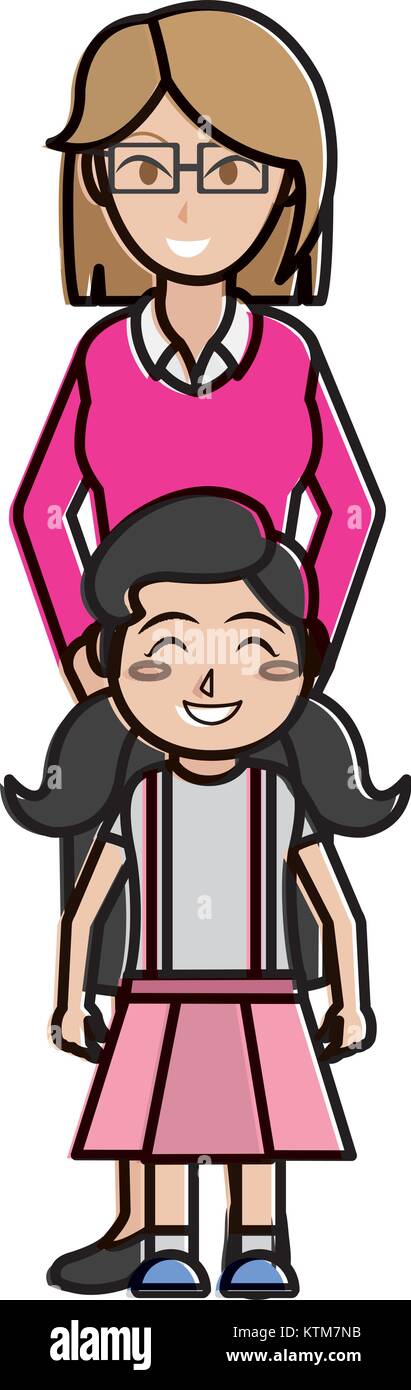 Girl and mother cartoon design Stock Vector Image & Art - Alamy