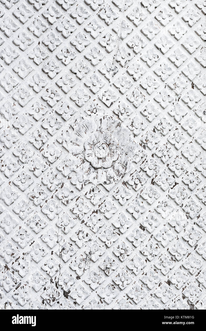 Texture of handmade carving white wooden wall in Bali house ...