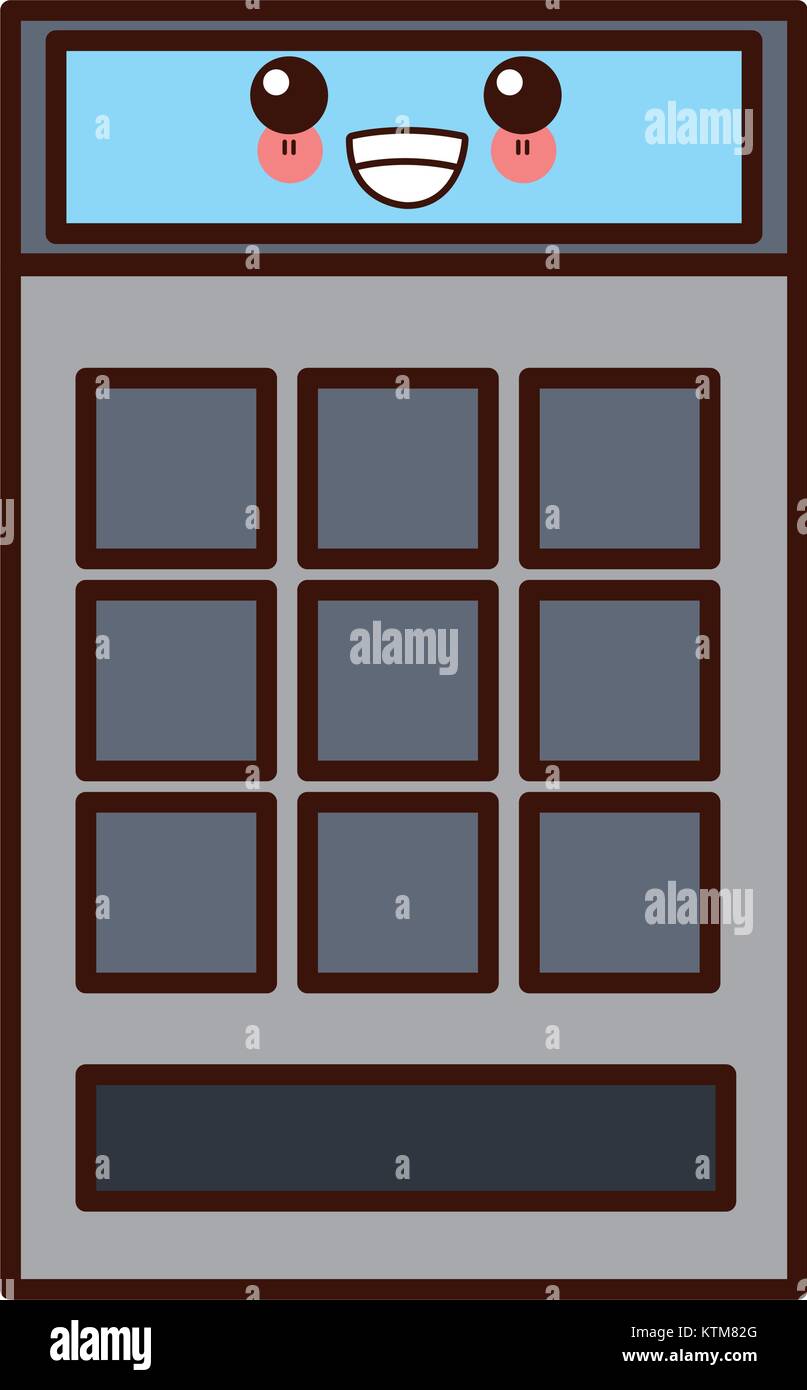 Calculator math device cute kawaii cartoon vector illustration Stock ...