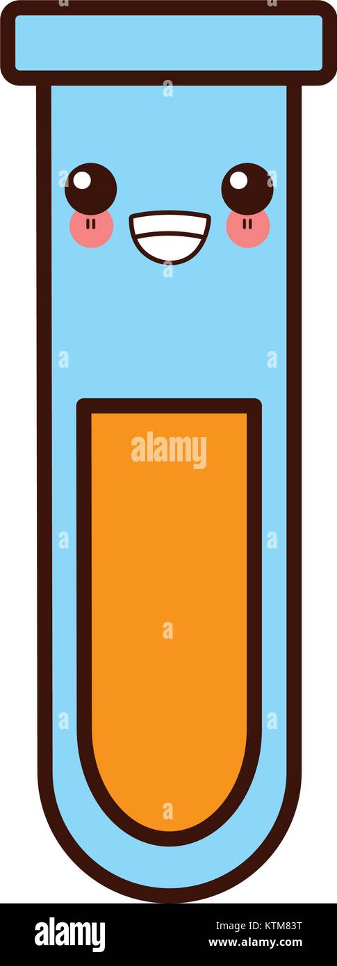 Test tube symbol cute kawaii cartoon vector illustration Stock Vector ...
