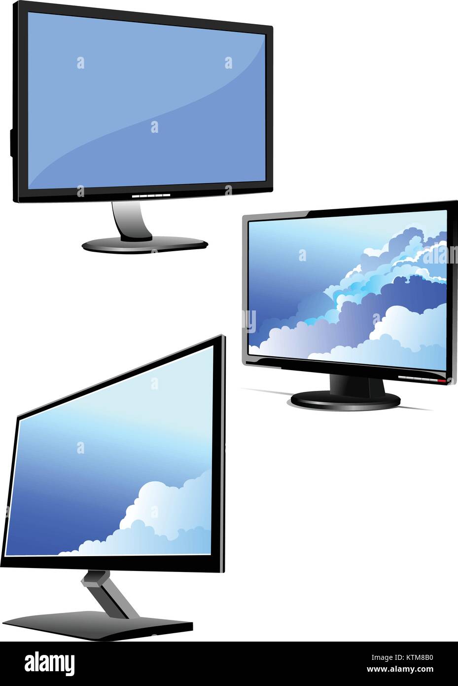 Set of Flat computer monitor. Display. Vector illustration Stock Vector ...