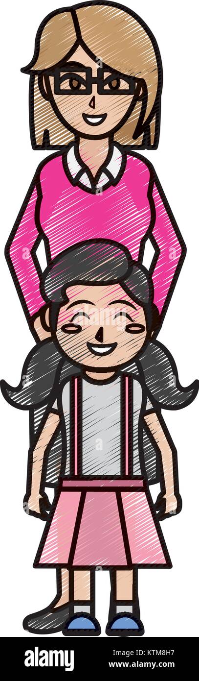 Girl and mother cartoon design Stock Vector Image & Art - Alamy