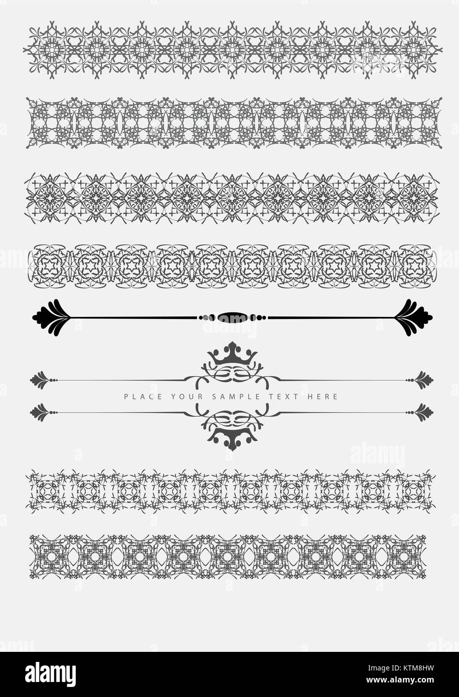 Collection of Ornamental Rule Lines in Different Design styles Stock ...