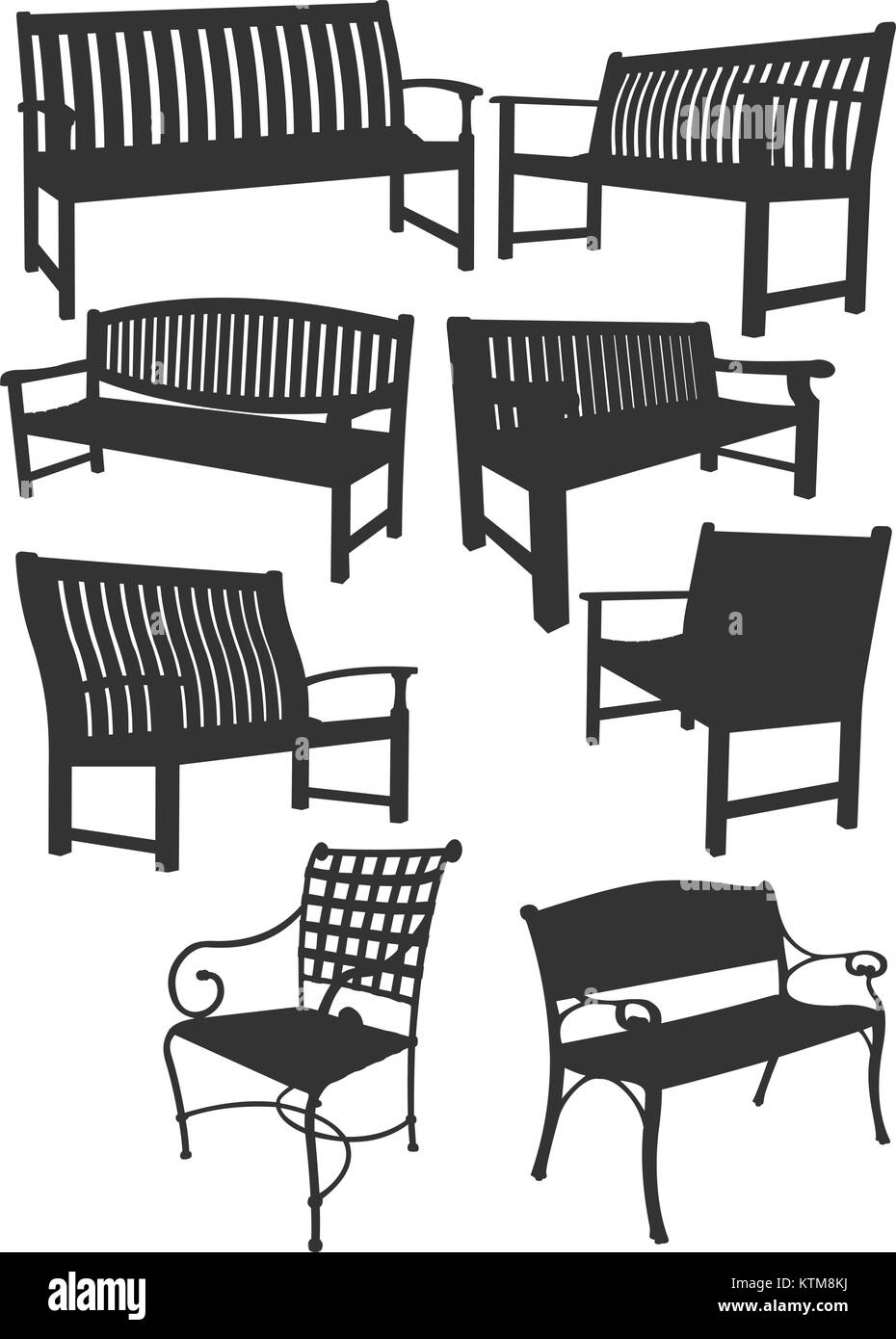 Big collection of garden benches. Vector illustration Stock Vector ...