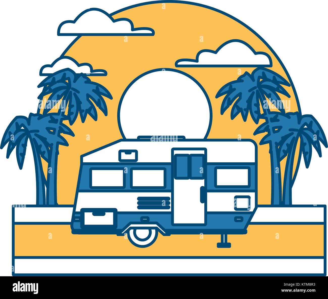 Camper van sunset camping Stock Vector Images - Alamy