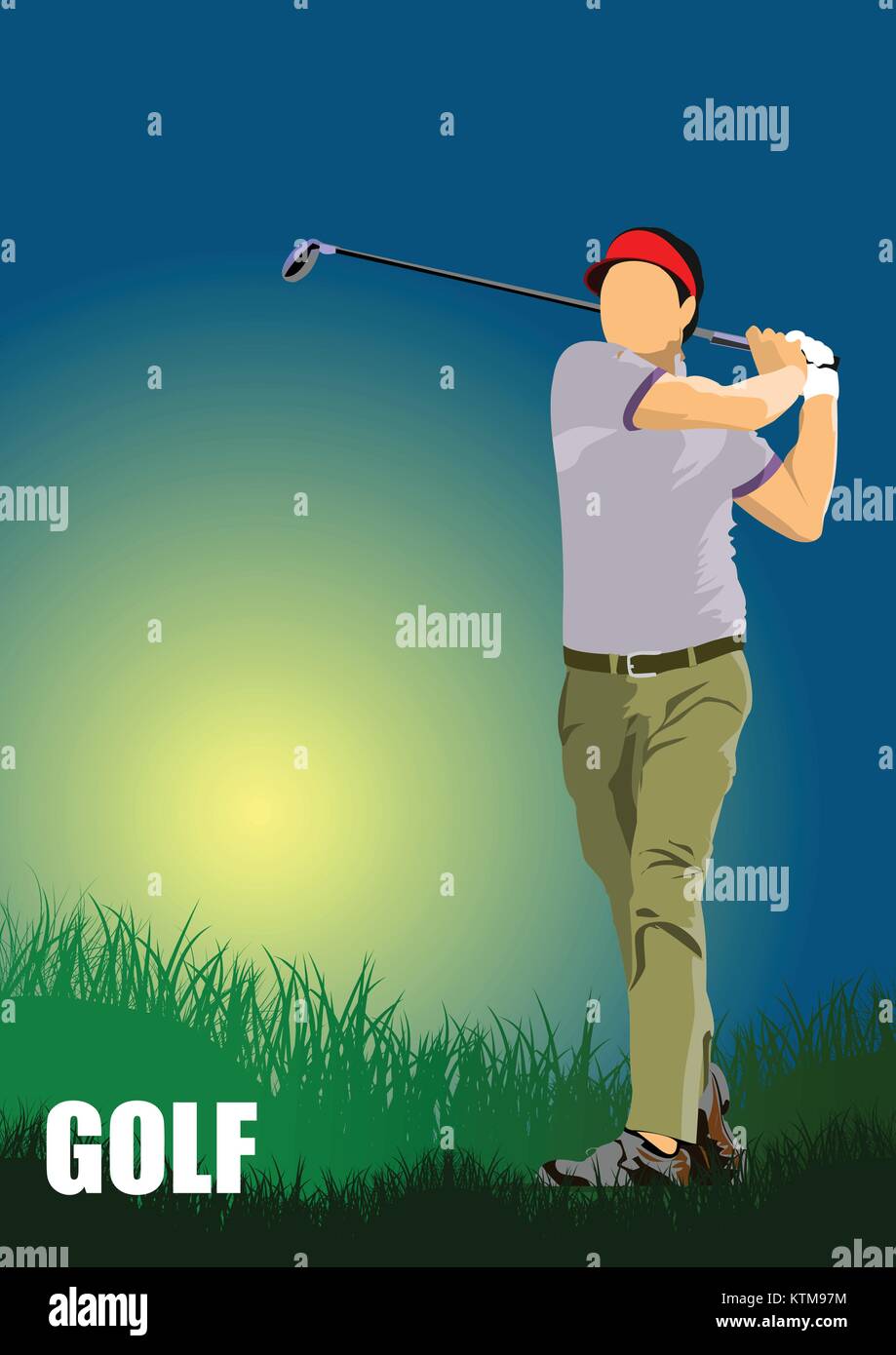 Golf player poster. Vector illustration Stock Vector Image & Art - Alamy
