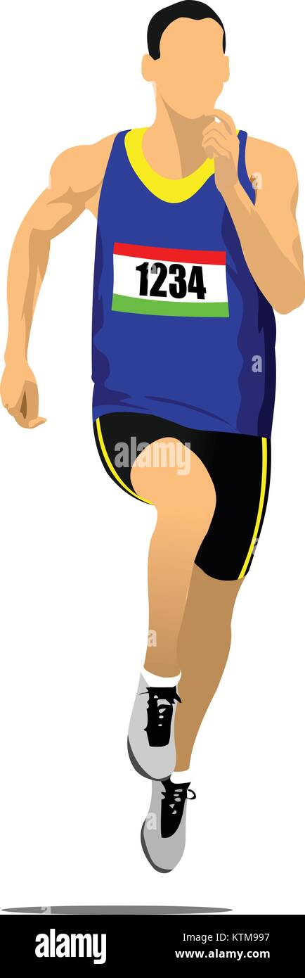 Long-distance runner. Short-distance runner. Vector illustration Stock ...