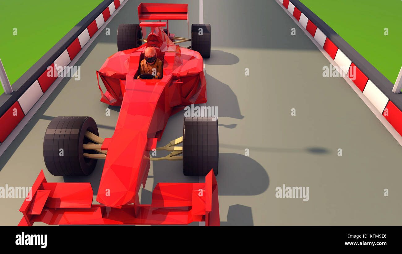 An impressive 3d rendering of a toy looking formula 1 with a driver in ...