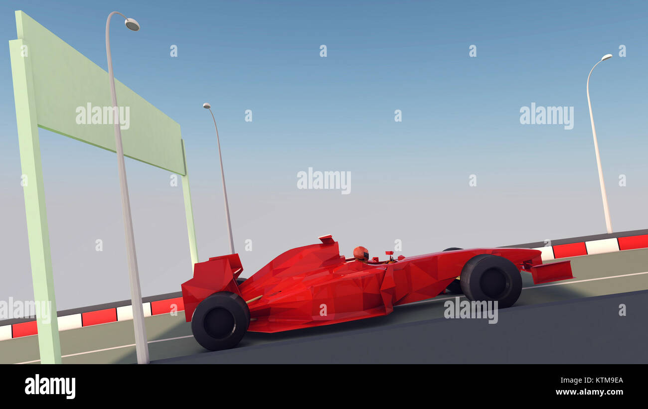 An astonishing 3d rendering of a fantastic formula 1 of a red color ...