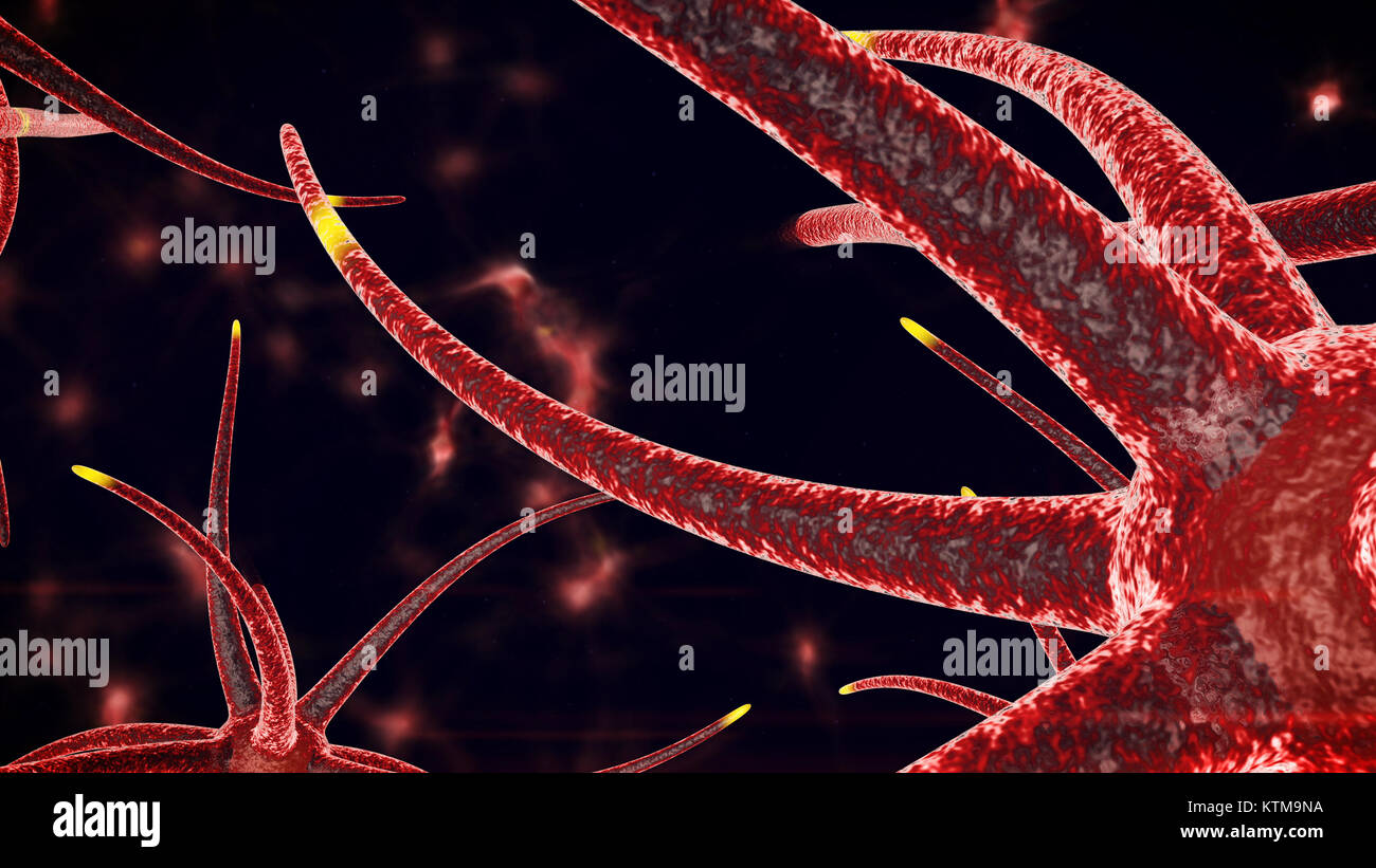 A biological 3d rendering of nano level structures of an orange color ...