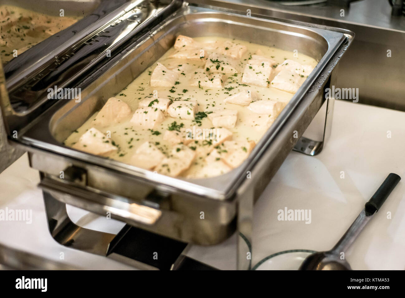 Food buffet self service lunch or dinner with quality fish filet slices ...