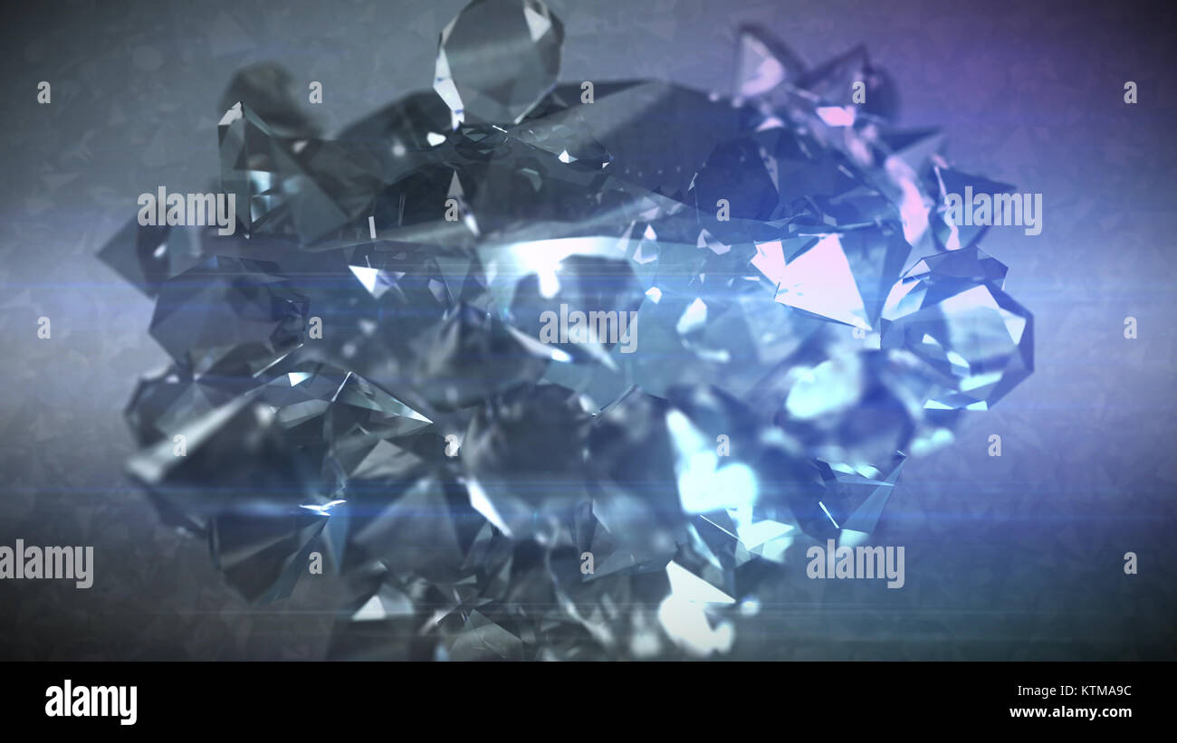 A luxurious 3d rendering of a big precious diamond with numerous ...