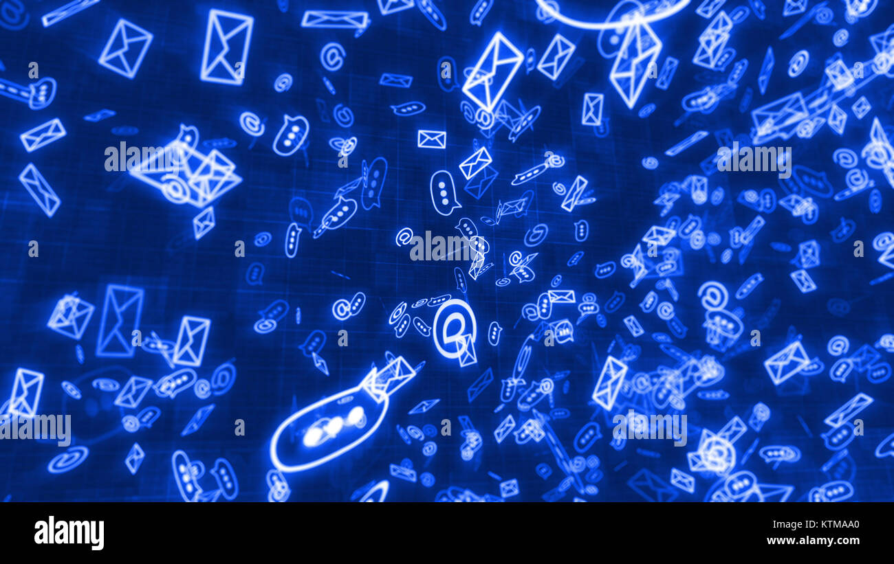 A breathtaking 3d illustration of spinning electronic mail envelops, at ...