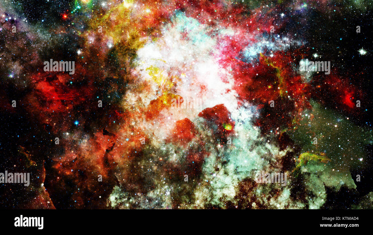 Fiery explosion in space. Abstract illustration of universe. Elements ...