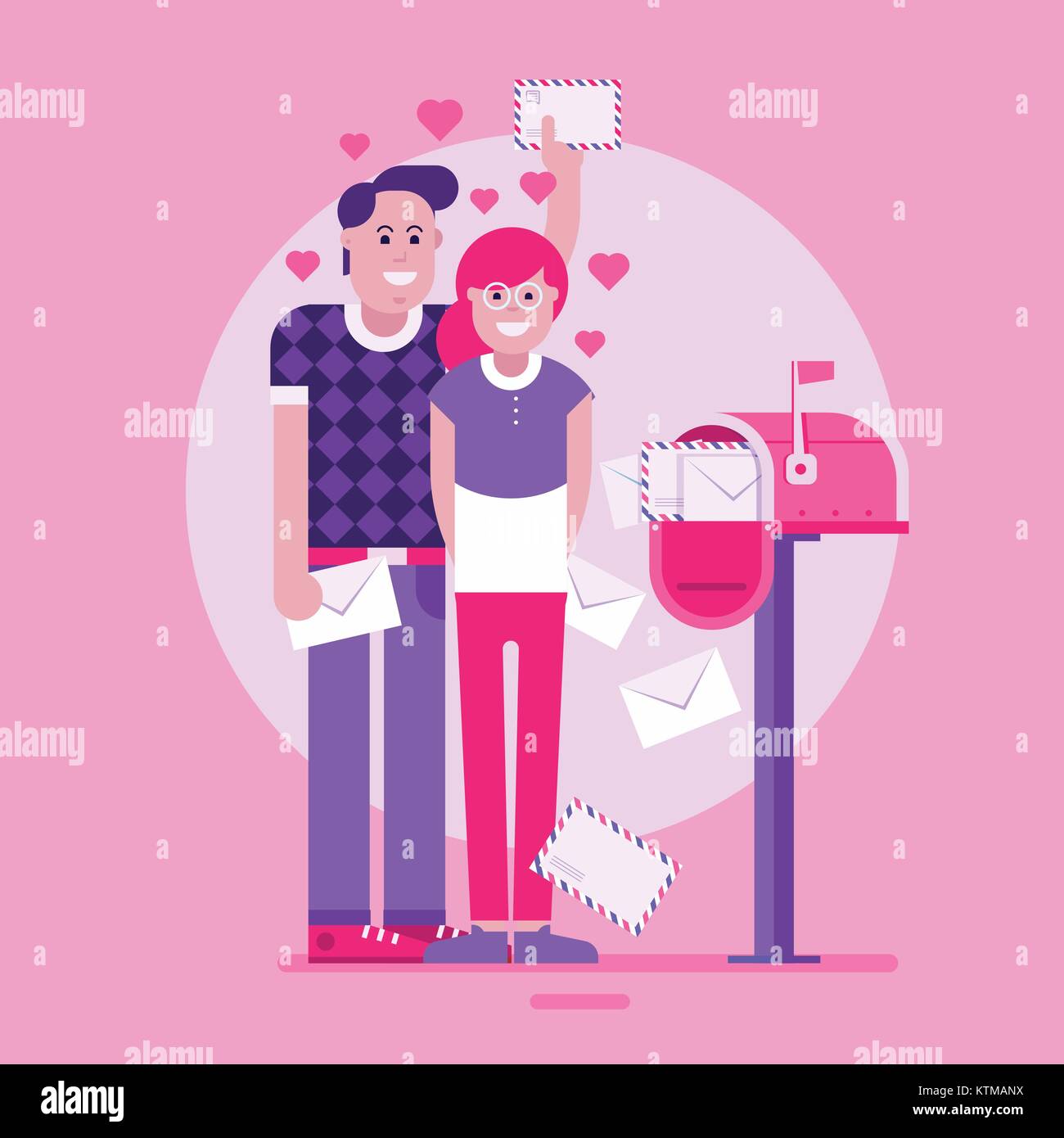 Loving Couple Receiving Valentine Letters Stock Vector Image & Art - Alamy
