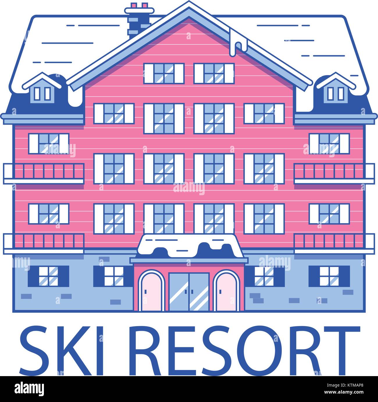 Winter Ski Resort Line Illustration Stock Vector Image & Art - Alamy