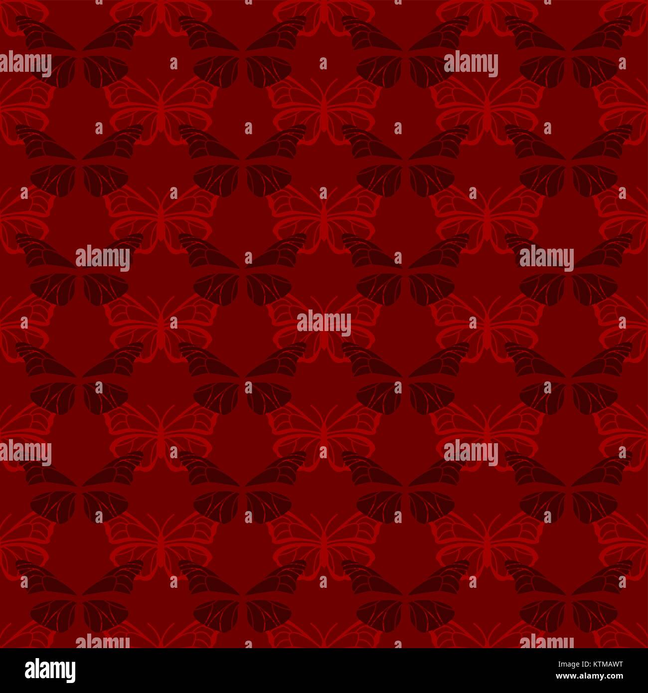Red seamless pattern with butterflies of two colors Stock Vector Image ...
