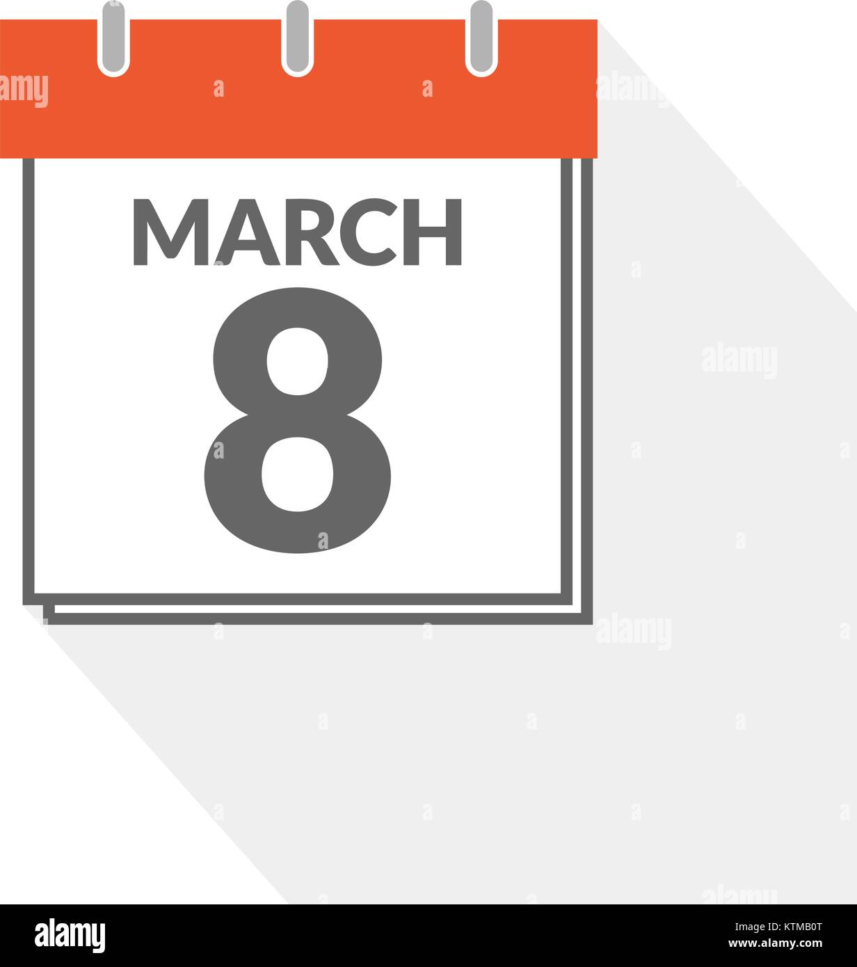 March 8 calendar date icon illustration isolated on background Stock ...