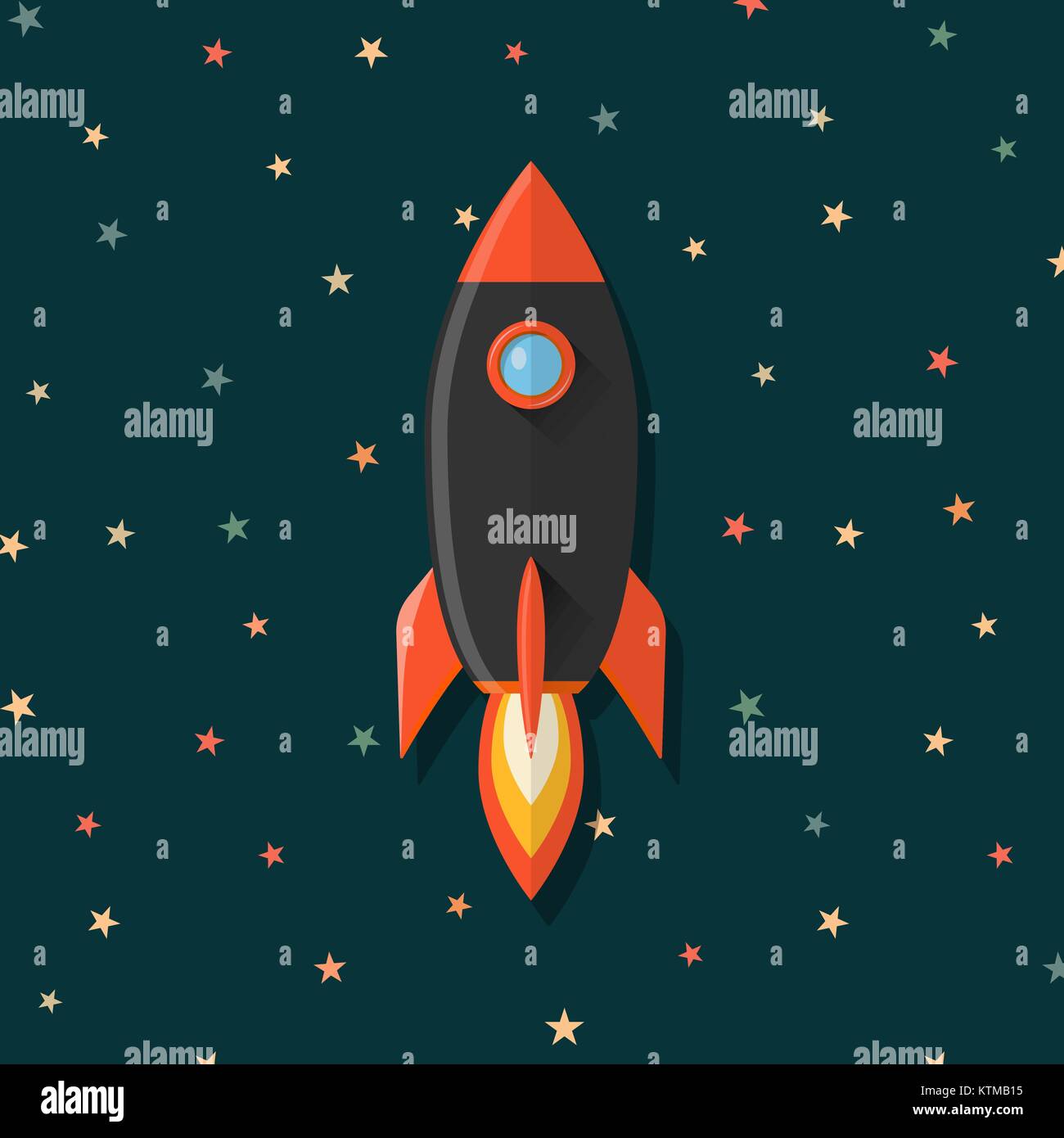 Flat rocket icon illustration. Spaceship on the star space background ...