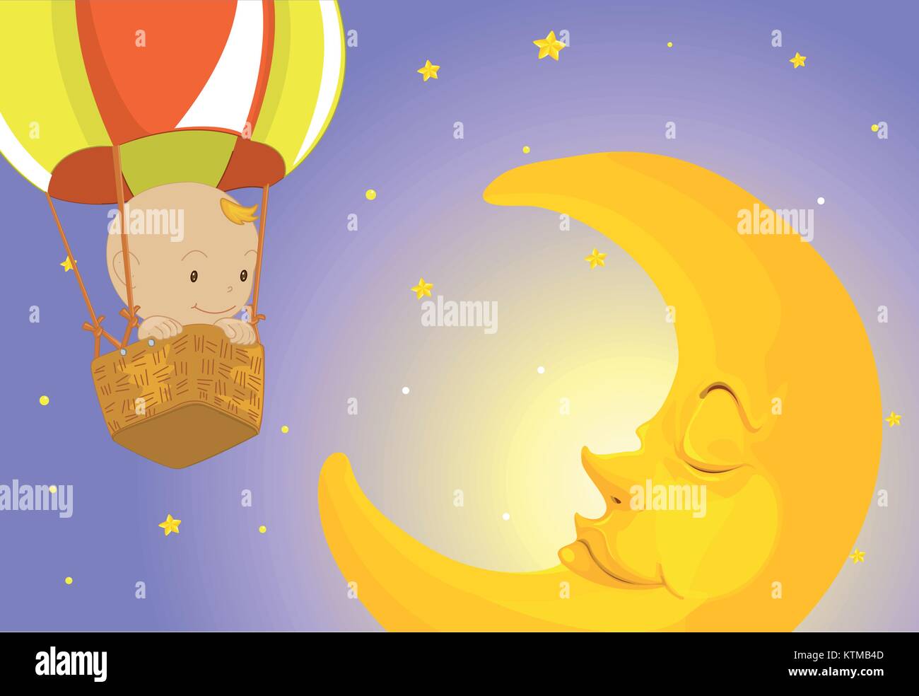 Illustration of baby on the moon Stock Vector Image & Art - Alamy