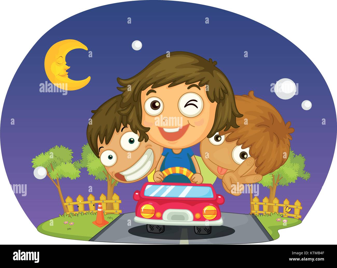 kids driving at night in car Stock Vector Image & Art - Alamy