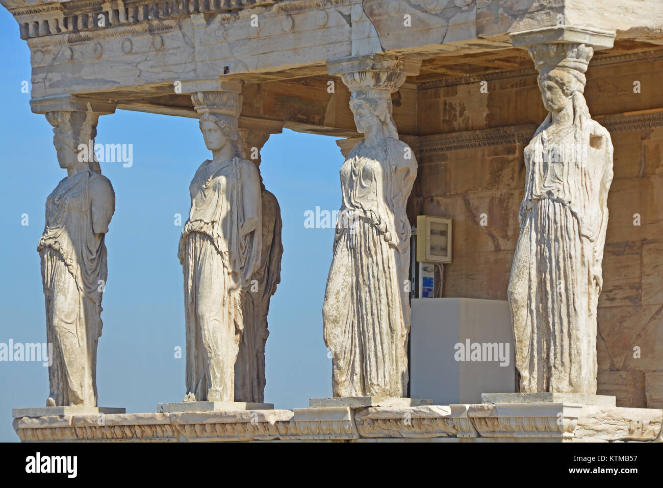 Detail of the famous caryatid porch in the Erechtheion on the Athens ...