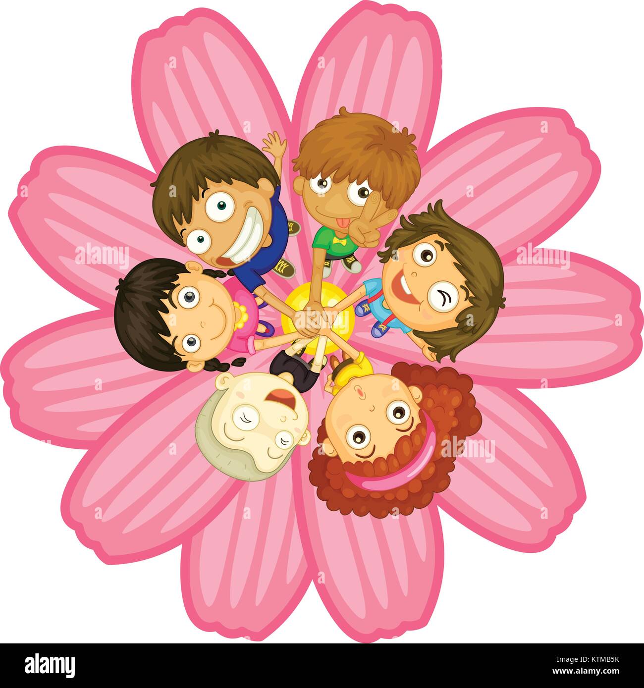illustration of kids on a flower Stock Vector Image & Art - Alamy