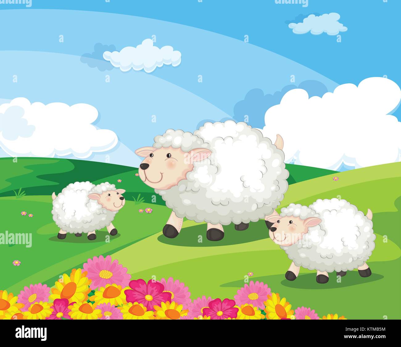 Illustration Of Sheep In Field Stock Vector Image And Art Alamy